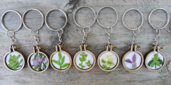 7 free herbal keychain embroidery designs to hand sew - The Cozy Cuttlefish